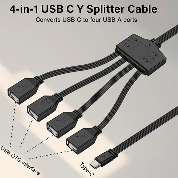 LINYAN-Flat Type C to Multi USB A Splitter Cable USB C Male to 4 USB A ...