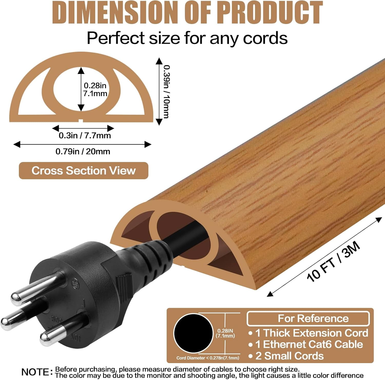 LINYAN-Floor Cord Cover Self Adhesive Cord Hider,10FT Cable Management ...