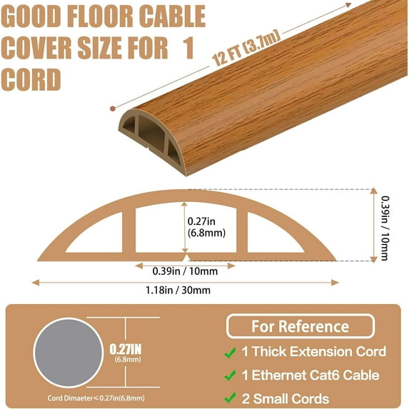 LINYAN-Floor Cord Covers for Wires 12FT Cable Hider Wire Cover Self ...