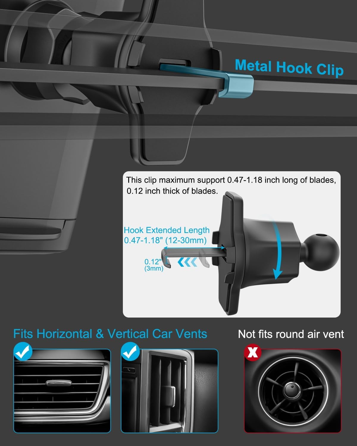 LINYAN-Fold 7 Car Holder, [Upgrade Metal Hook] Z Fold Mount for Car ...