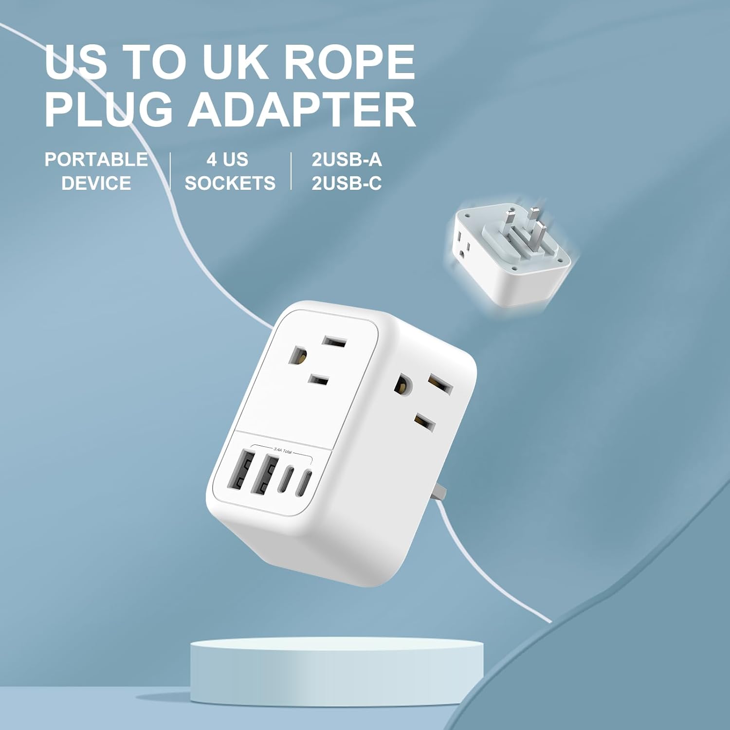 LINYAN-Foldable UK Ireland Travel Plug Adapter, 8 in 1 Type G Travel ...