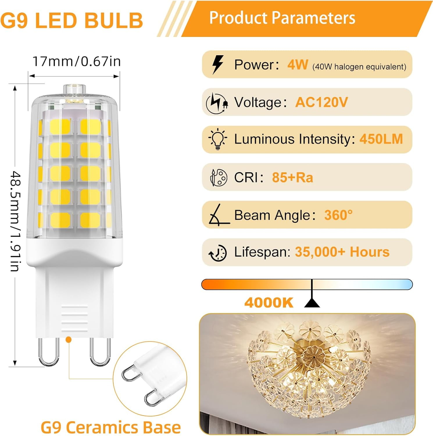 LINYAN-G9 LED Bulb Neutral WhiteT 4W, 40W T4 G9 Halogen Equivalent ...