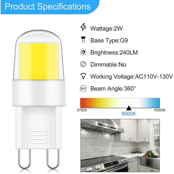 LINYAN-G9 LED Light Bulbs 20W 25W Halogen Equivalent 2W 2 Pin Base JCD ...