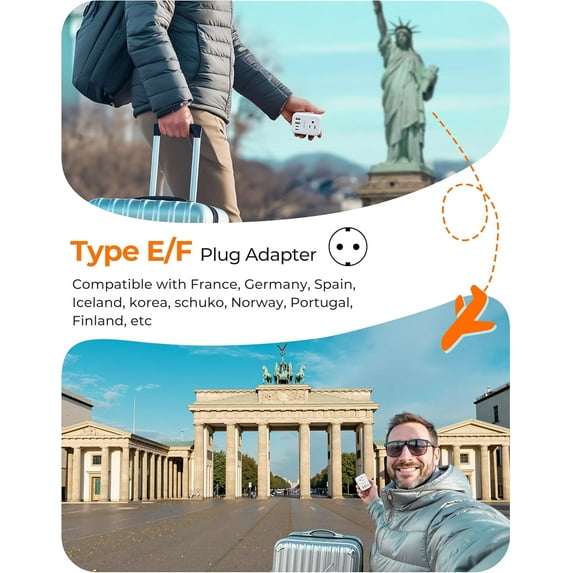 LINYAN-Germany France Travel Power Adapter, Schuko Type E/F Plug ...