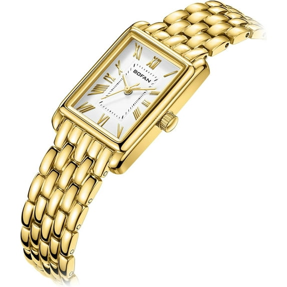LINYAN-Gold Watches for Women with Vintage Bracelet, Rectangular Case ...