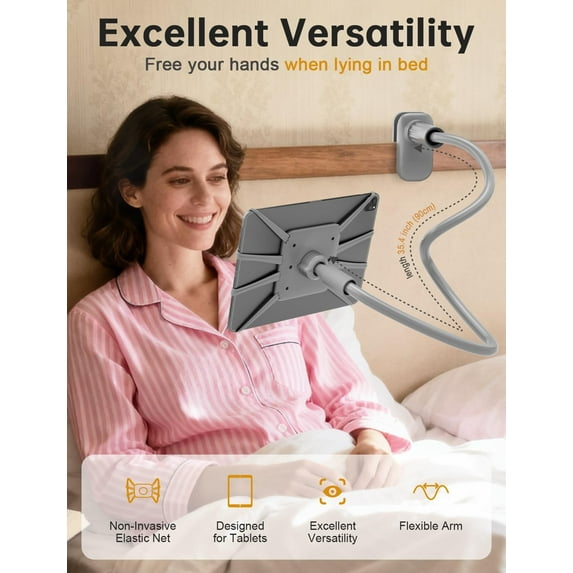 LINYAN-Gooseneck Tablet Holder for Bed, Adjustable Flexible Ipad Holder ...