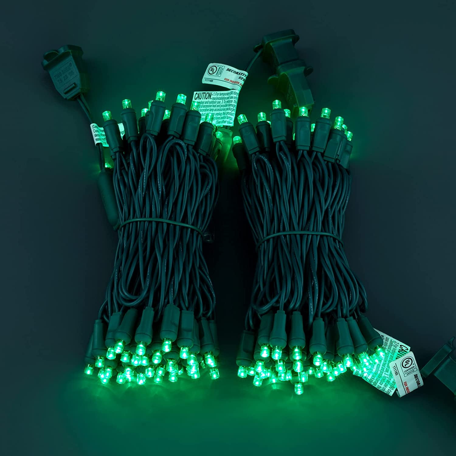 LINYAN-Green One-Piece Wide Angle Christmas Lights 140 Count 48 Feet, 2 Sets 70 LED 24 ft High ...