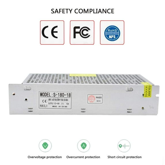 LINYAN-Hailimayo 18V 10A Switching Power Supply, 180W Corded Electric ...