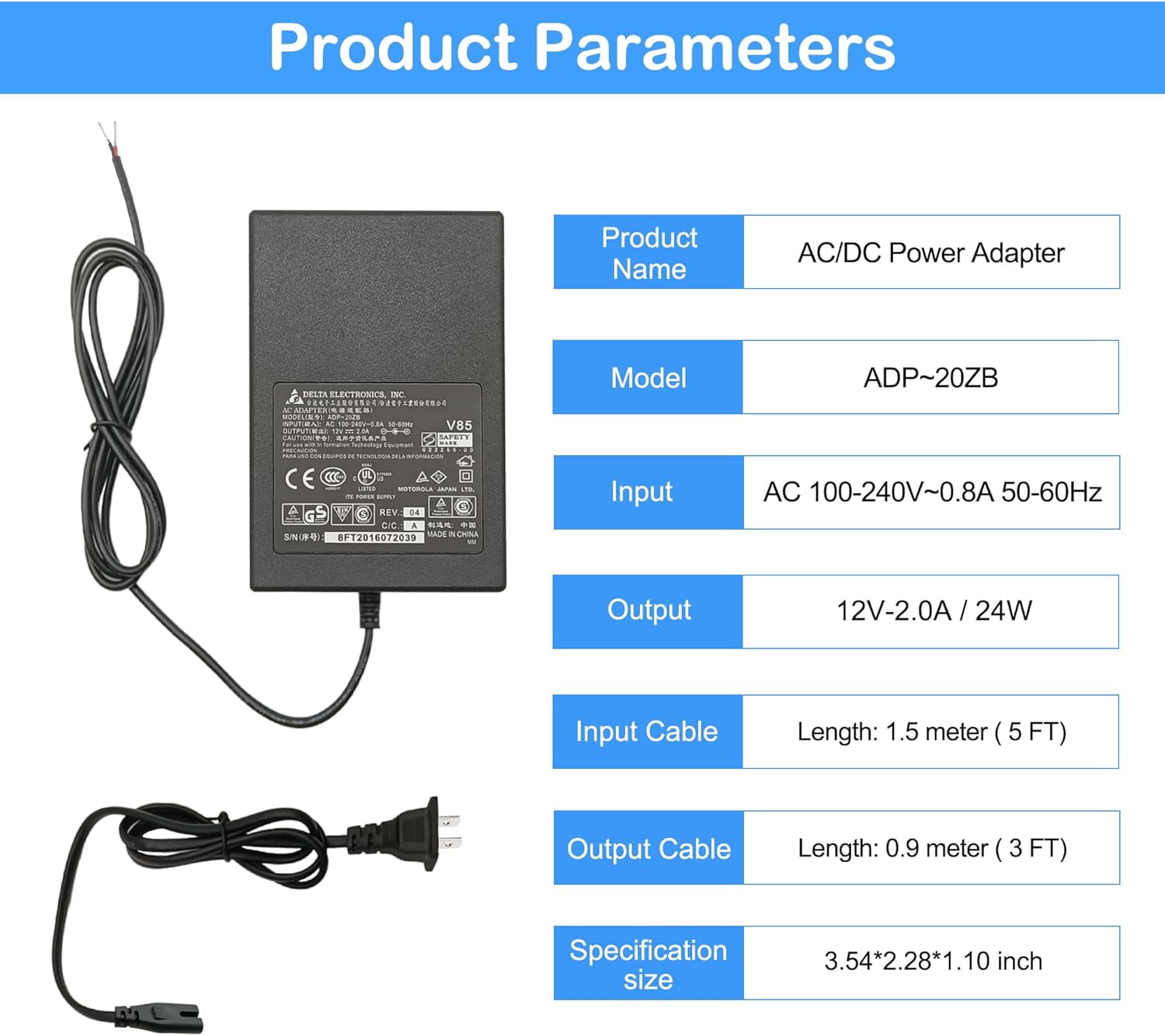 LINYAN-Industrial Power Adapter AC/DC Power Supply 24W 100-240V AC ...