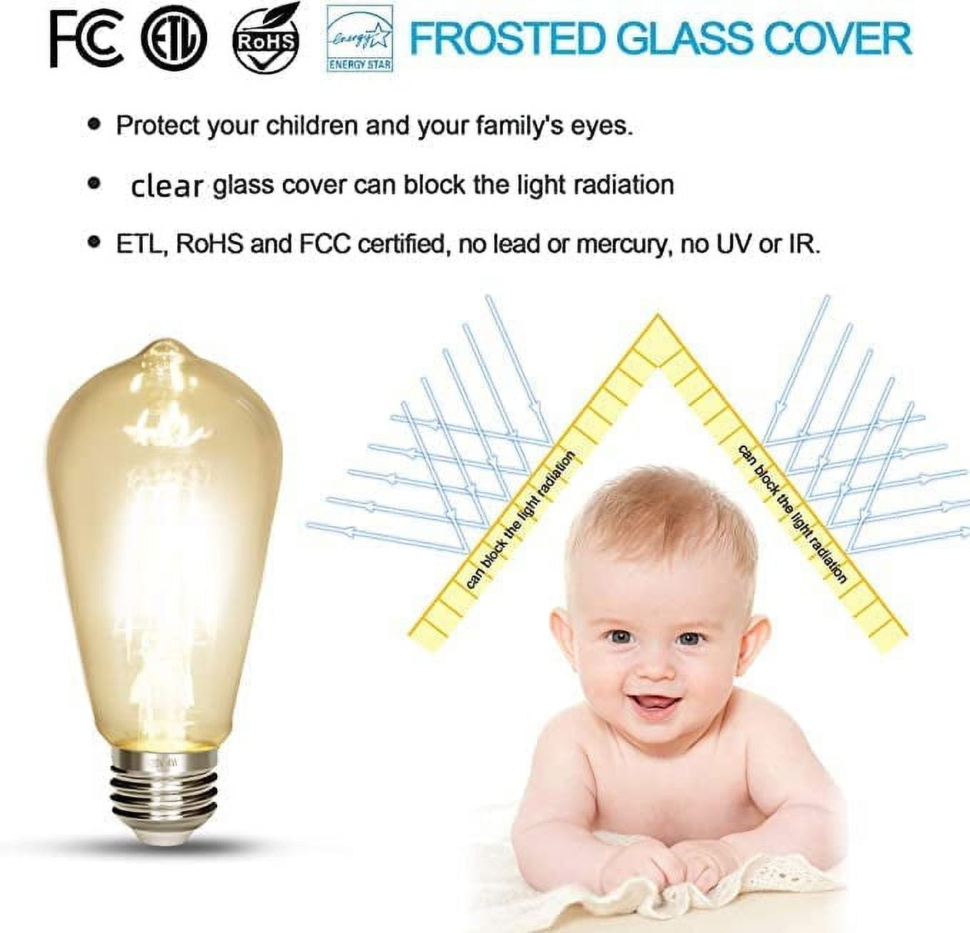 LINYAN-LED Edison Bulb 4W,Antique 40W Vintage Edison Bulb,E26 Light ...