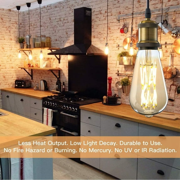 LINYAN-LED Edison Filament Amber Bulb 15W,Equivalent 100W,Dimmable LED ...