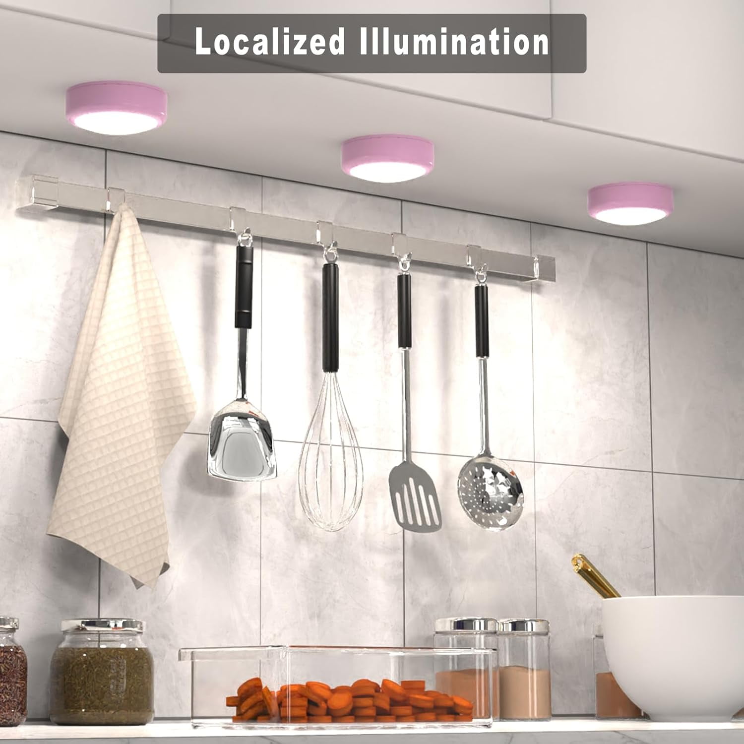 LINYAN-LED Puck Lights with Remote, 6 Pack Color Changing RGBW Stick-On ...