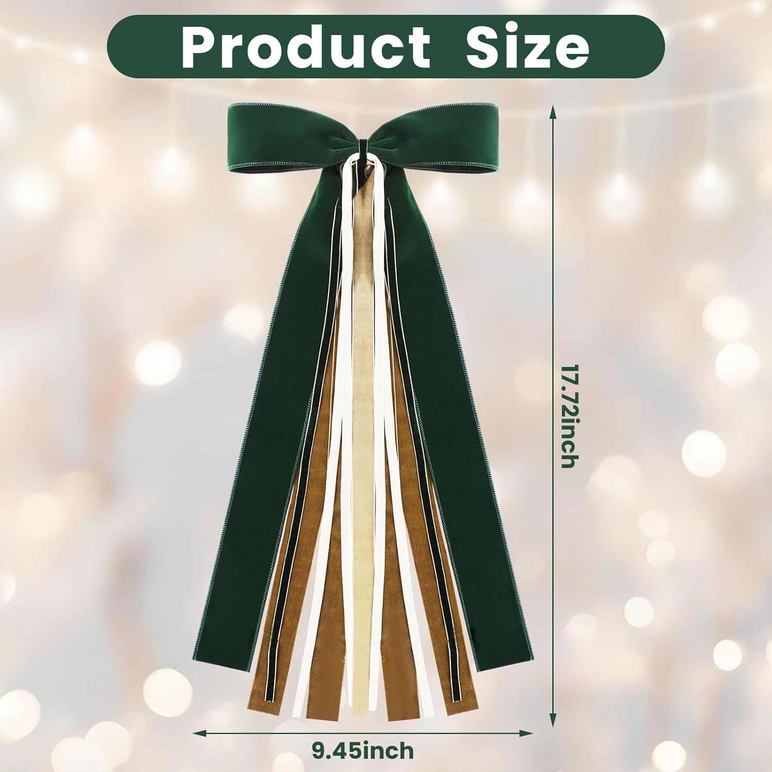 LINYAN-Large Green Velvet Christmas Ribbon Bow Sash for Wreath 12