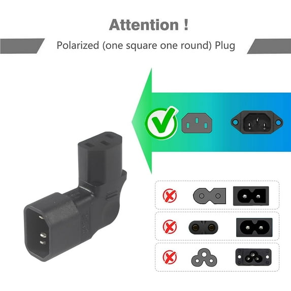 LINYAN-Left Angle IEC Adapter, C14 Male to C13 Female, 90 Degree Plug ...