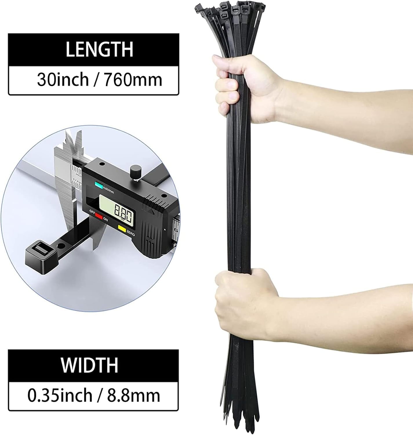 LINYAN-Long Zip Ties Heavy Duty 30 inch, Large Cable Ties with 200 lbs ...