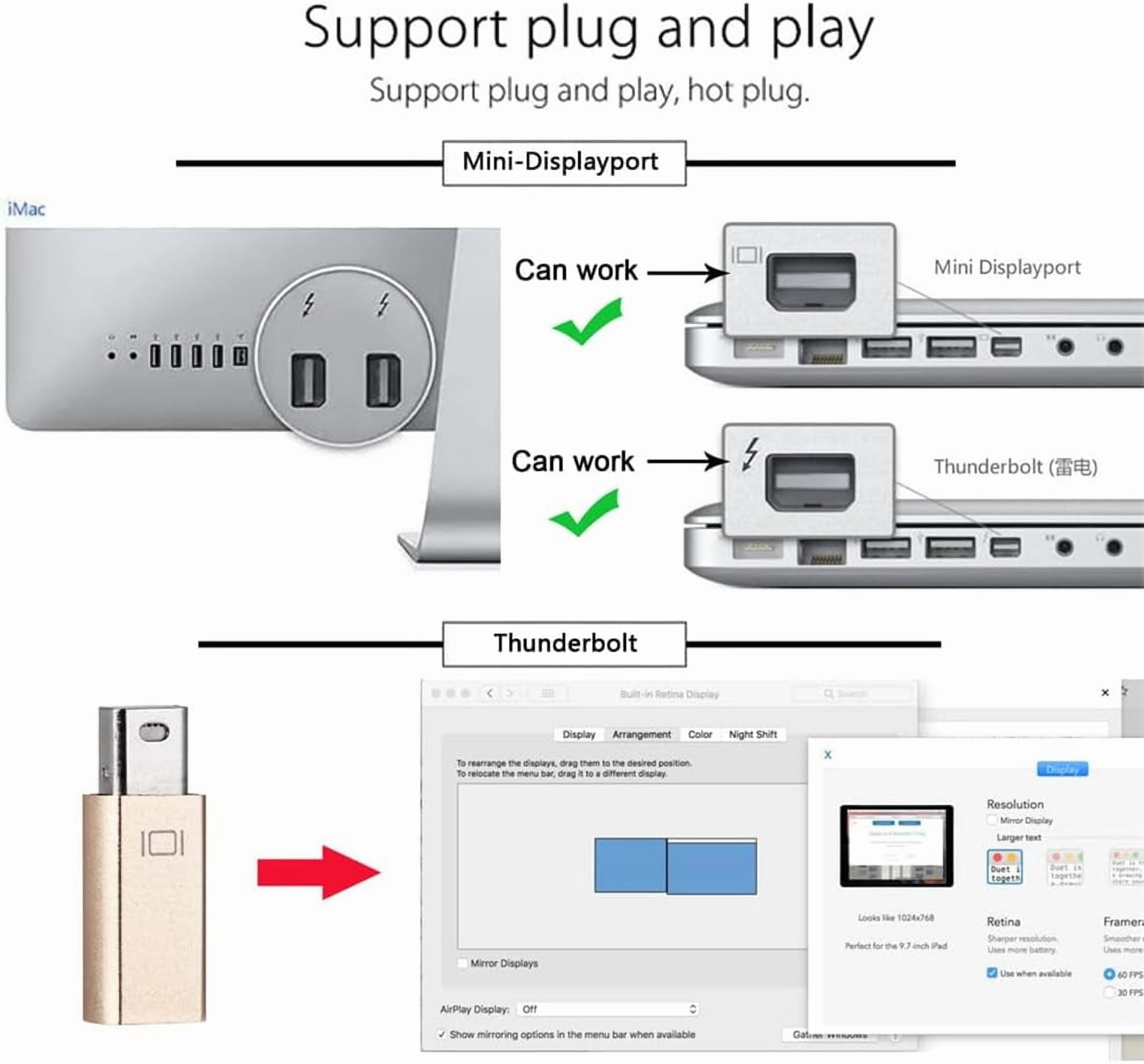 LINYAN-MINIDP 4K@17hz Virtual Display Adapter Mini DP Displayport Dummy ...