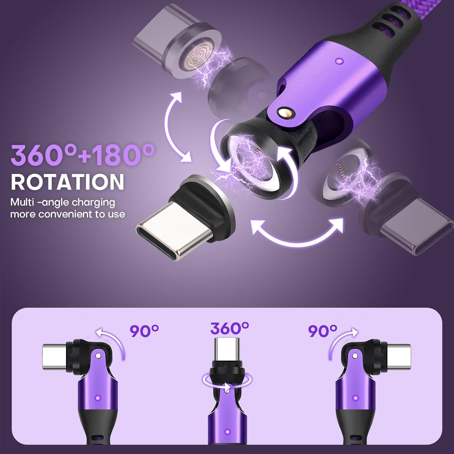 LINYAN-Magnetic USB to USB C Adapter 2 Pack 6", 480 Mbps USBC Male to ...