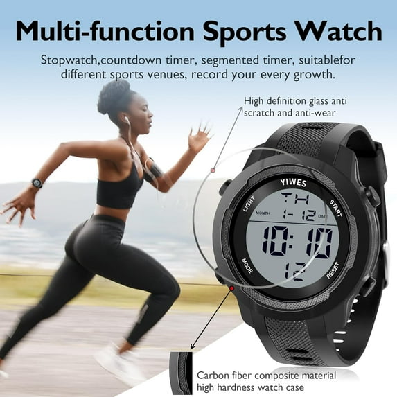 LINYAN-Men's Digital Sports Military Watch,Outdoor Running Timer ...