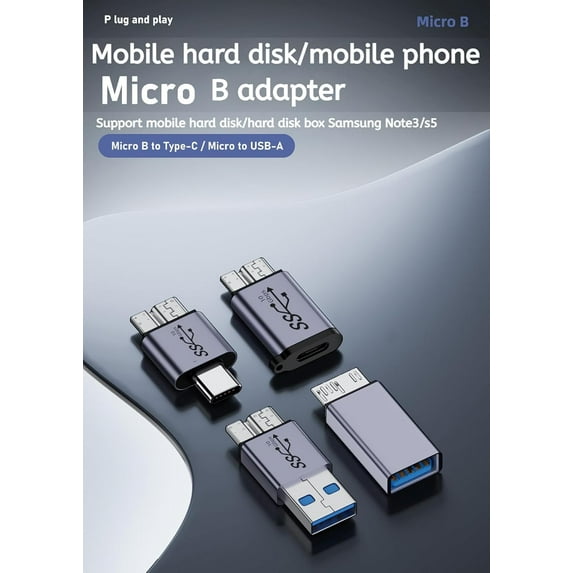 LINYAN-Micro USB B to USB A/C Male Adapter,USB 3.0 Micro B to USB A/C ...