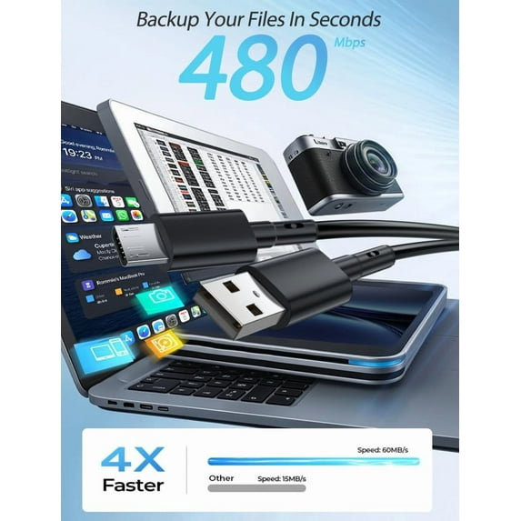 LINYAN-Micro USB Cable for Fire Tablet HD 7 8 10 4th 5th 6th 7th ...