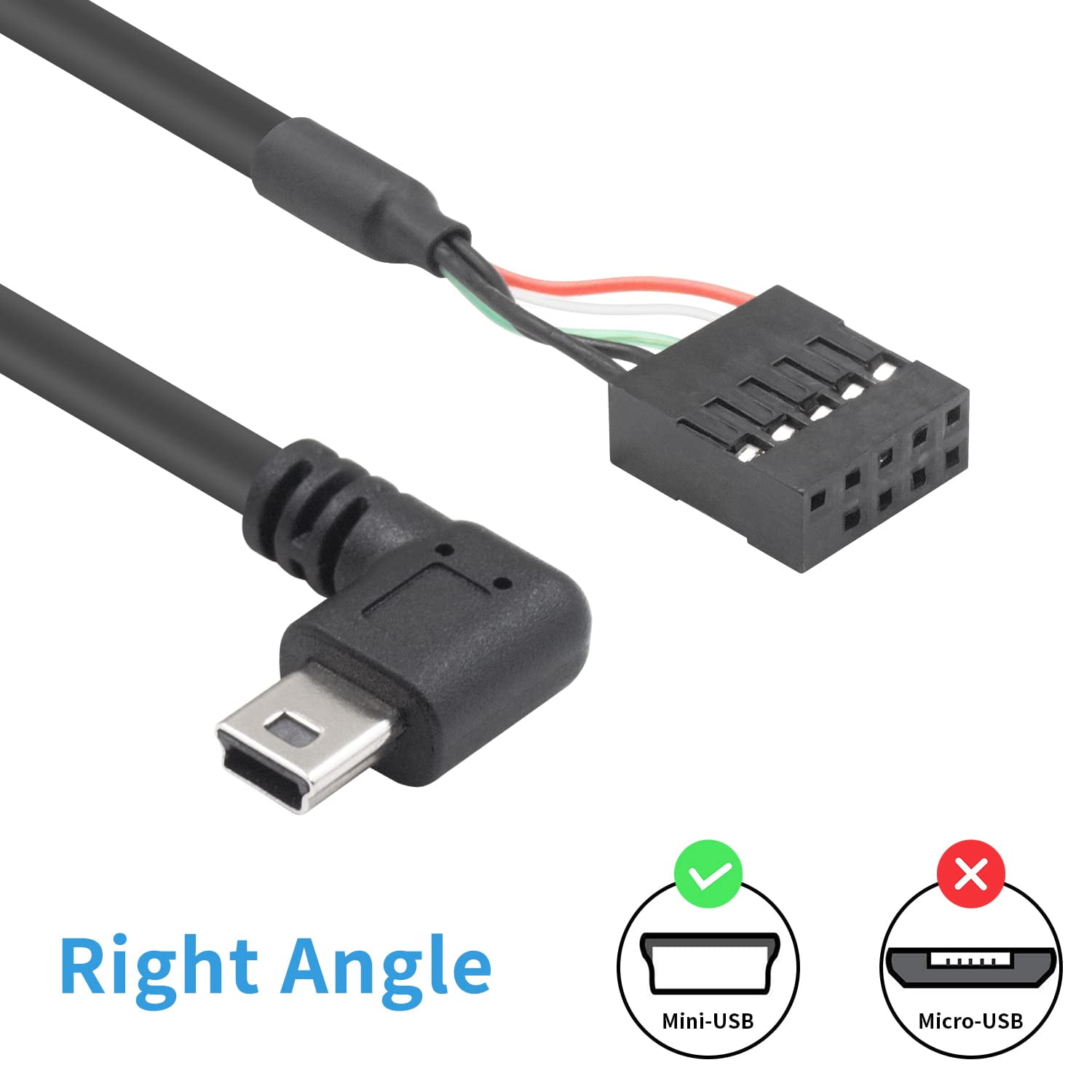LINYAN-Mini USB to Motherboard Cable, USB Header to Mini USB, 90 Degree ...