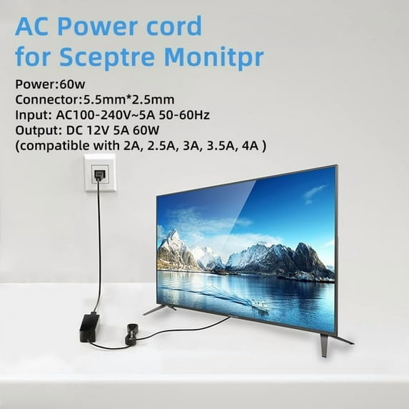 LINYAN-Monitor Power Cord 12V AC Adapter for Sceptre EC Series 15" 19 ...
