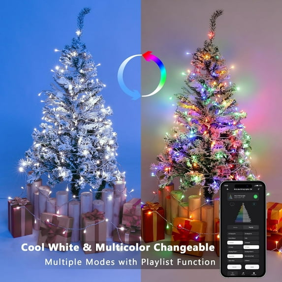 LINYAN-Multicolor & Cool White Color Changing Smart Christmas Lights ...