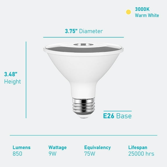 LINYAN-PAR30 Short Neck LED Light Bulbs - 9W (75W Equivalent) Dimmable ...