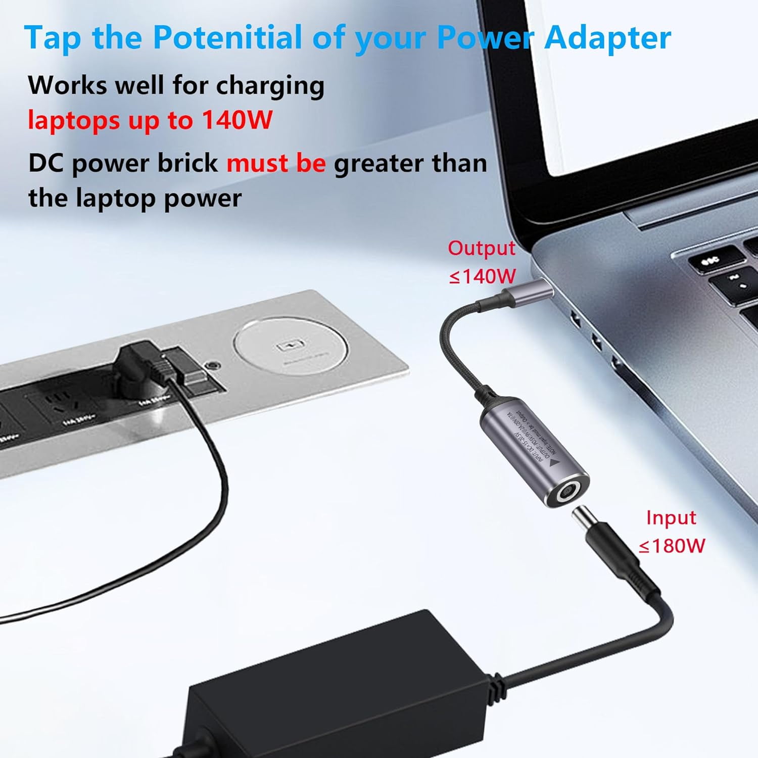 LINYAN-PD 140W DC6037 to USB C Cable DC 6.0mm x 3.7mm Female(6.0 x 0 ...