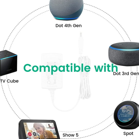 LINYAN-Power Adapter Replacement for Alexa Dot 4th Generation or 3rd ...