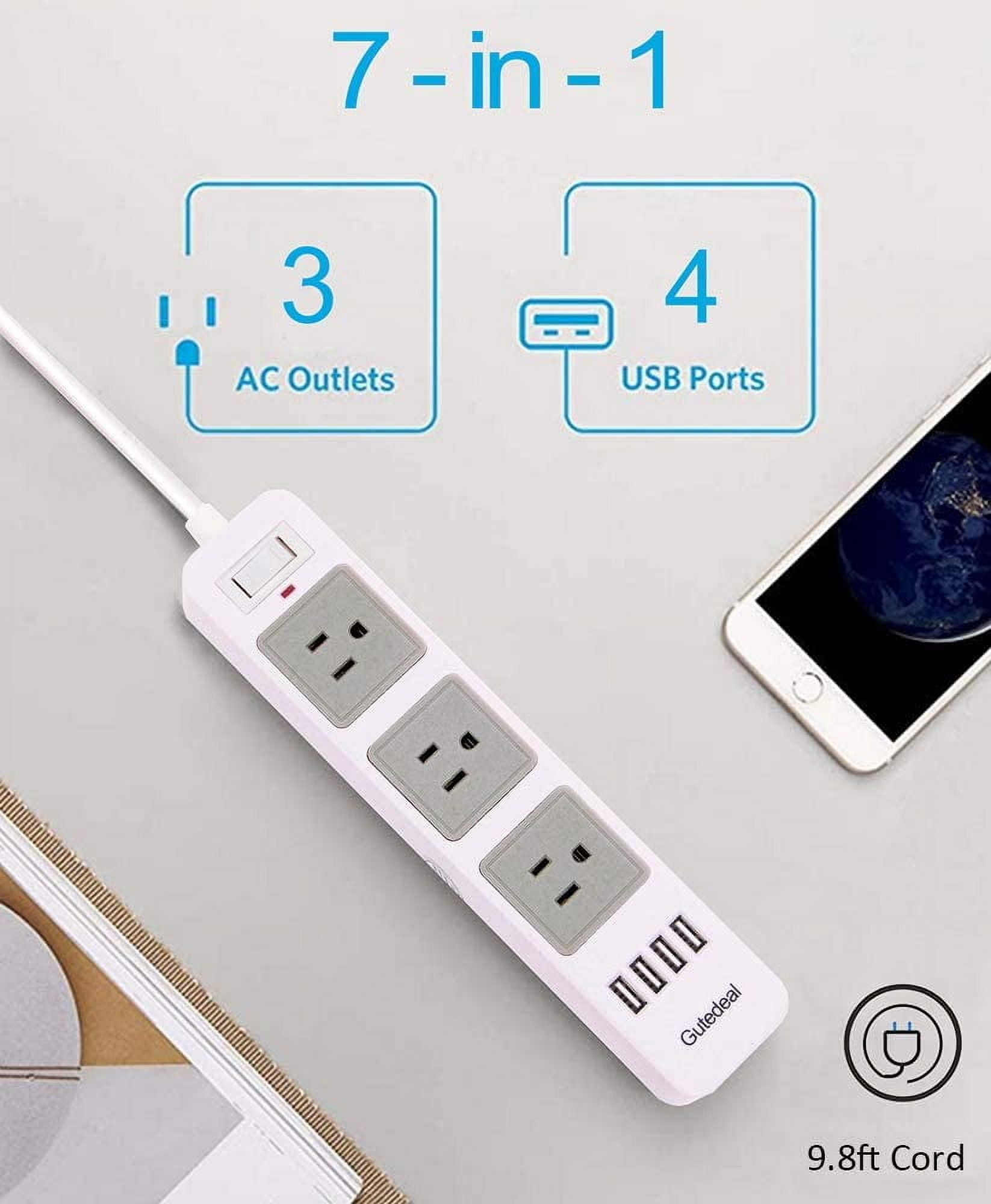 LINYAN-Power Strip 2 to 3 Prong 3 Meters White, 2 Prong USB Power Strip ...