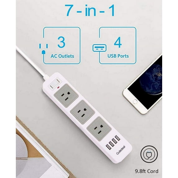 LINYAN-Power Strip 2 to 3 Prong 3 Meters White, 2 Prong USB Power Strip ...