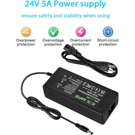 LINYAN-Power Supply 24V 5A,AC 100-240V to DC 24V 120W Converter Adapter ...