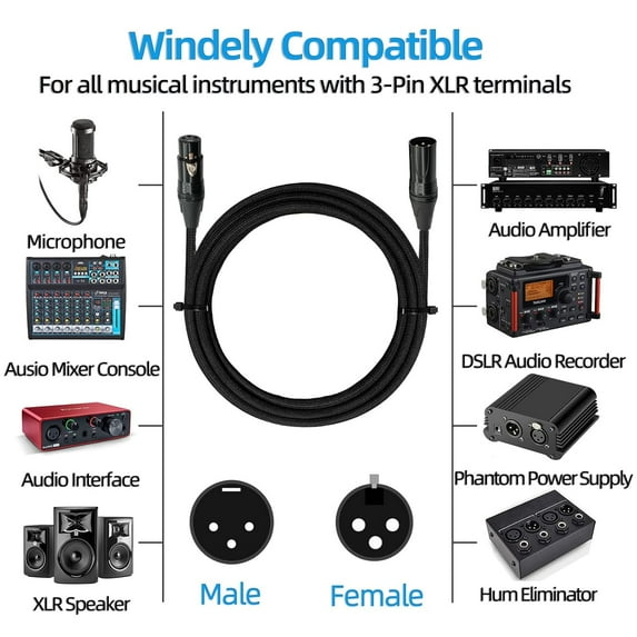 LINYAN-Premium XLR to XlR Cable (3 Feet 1-Pack) Noise-Canceling ...
