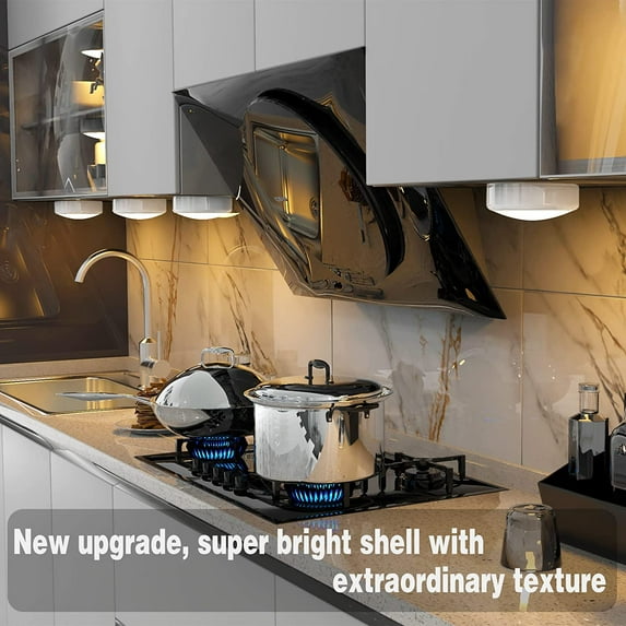 LINYAN-Puck Lights With Remote, 3 Pack LED Under Cabinet Lighting, Dimmable Push Battery ...