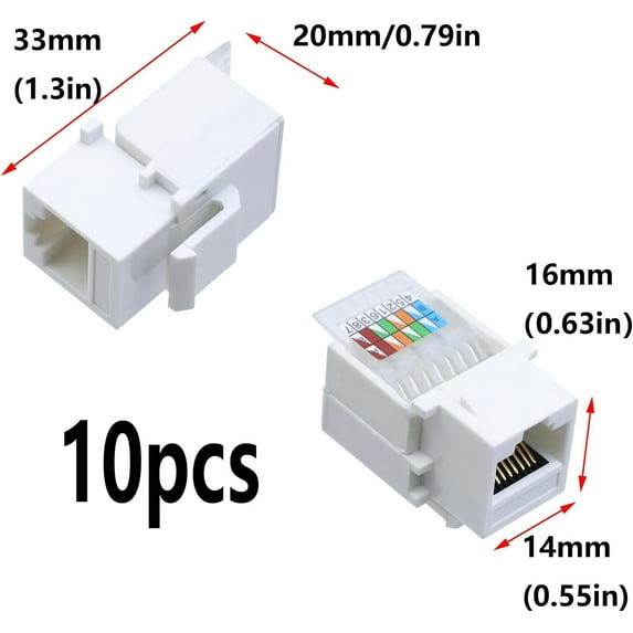 LINYAN-RJ45 Cat5e Tool-Less Keystone Jack Connector Adapter, Keystone ...