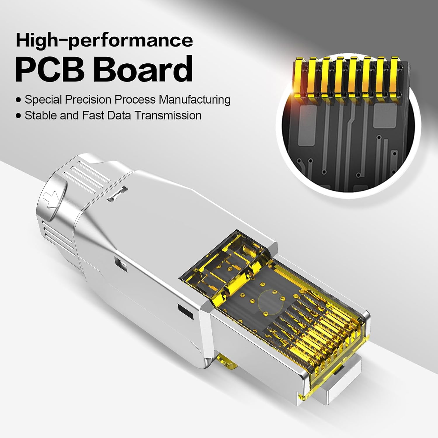 LINYAN-RJ45 Connector Tool-Free,CAT8 Field Termination Plug Gold Plated ...