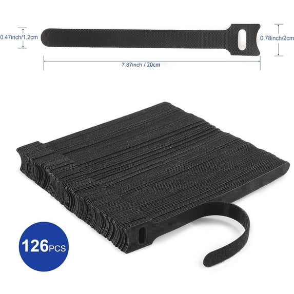 LINYAN-Reusable Cable Ties, 126 PCS 8 Inches Adjustable Cord Straps ...