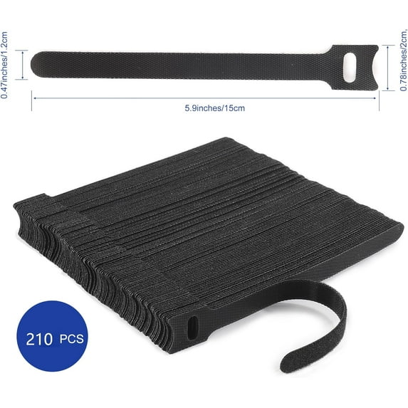 LINYAN-Reusable Cable Ties, 210 PCS 6 Inches Adjustable Cord Straps ...