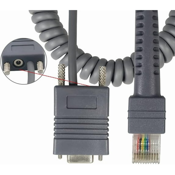 LINYAN-Scanner Cable Spiral RS232 Serial Cable for Symbol Barcode ...