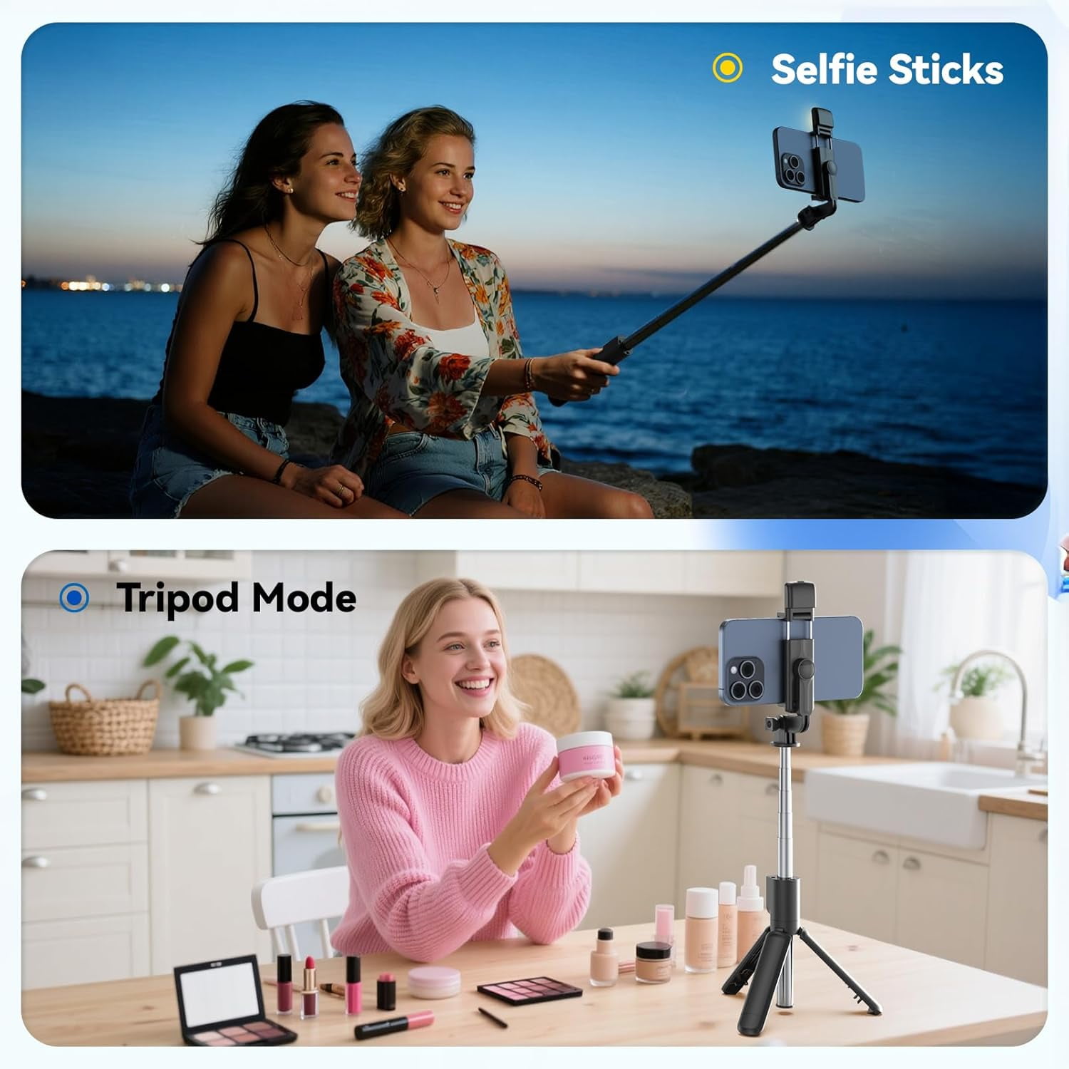 LINYAN-Selfie Stick Tripod with Light, Retractable Selfie Stick Tripod ...