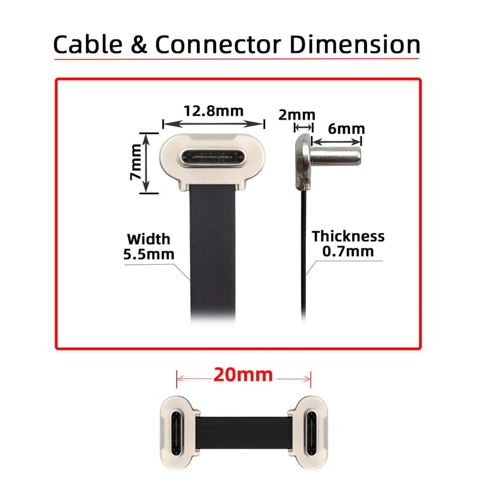 LINYAN-Short USB2.0 Data Cable 2cm Portable Ultra Slim Flat USB-C Type ...