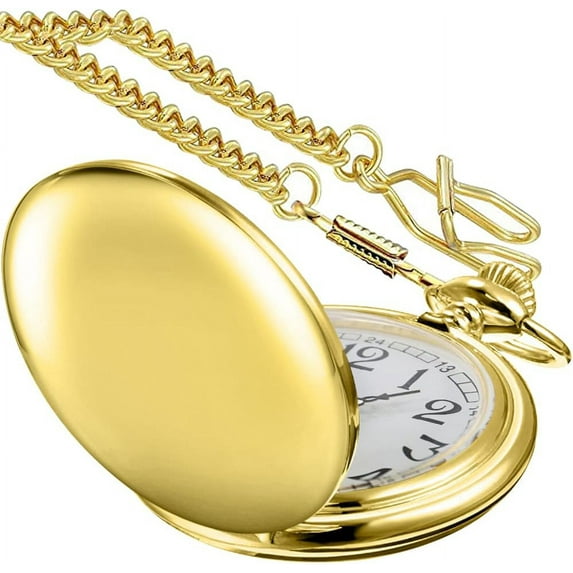 LINYAN-Smooth Black Pocket Watch for Men Quartz Arabic Digital Dial ...