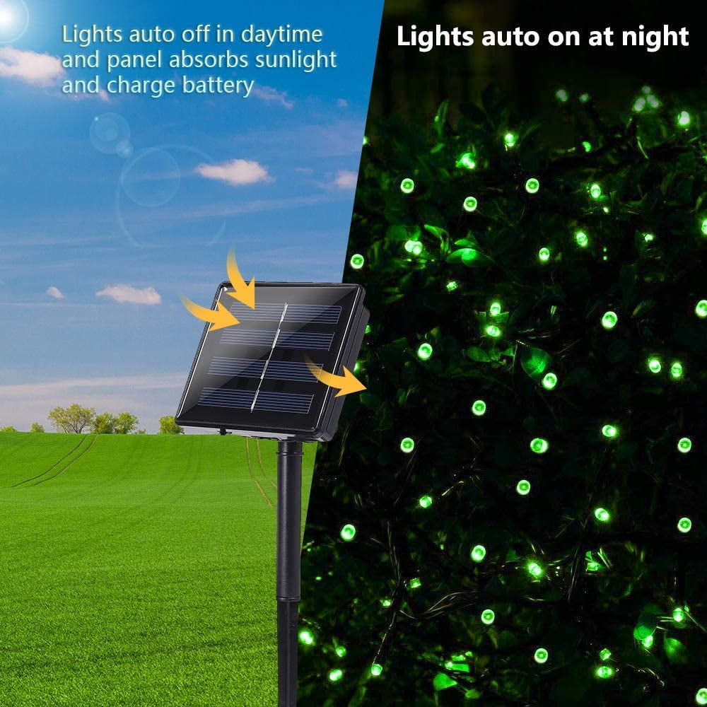 LINYAN-Solar Christmas Lights Outdoor, 33ft 100 LED Solar Fairy String ...