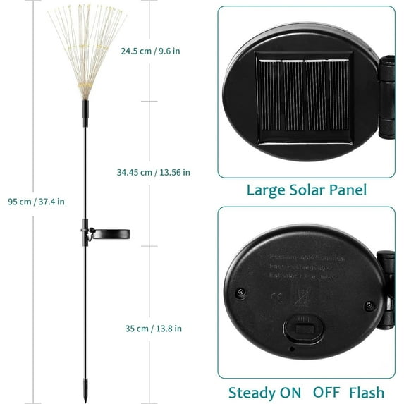 LINYAN-Solar Firework Lights, 2 Pack 180 LEDs 2 Lighting Modes Solar ...