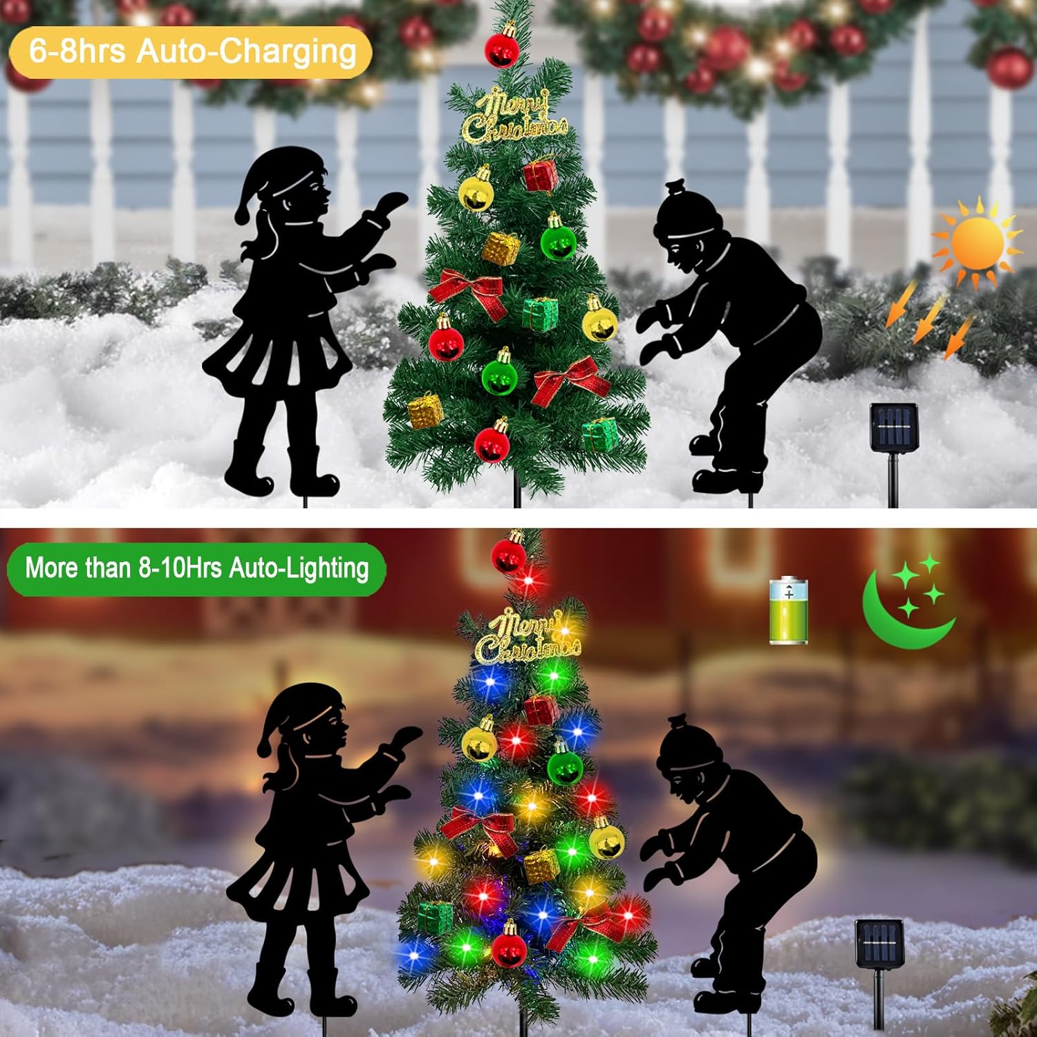 LINYAN-Solar Outdoor Christmas Tree,3 Pack Christmas Outdoor ...
