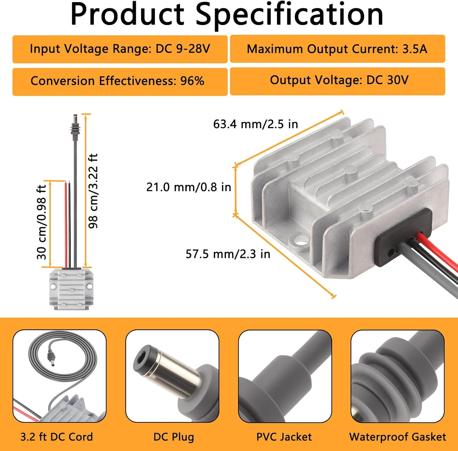 LINYAN-Starlink Mini 12V Adapter, DC Step Up Converter with Starlink ...