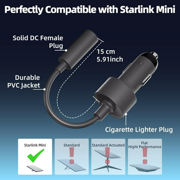 LINYAN-Starlink Mini Cigarette Lighter Adapter, Starlink Mini 12 Volt ...