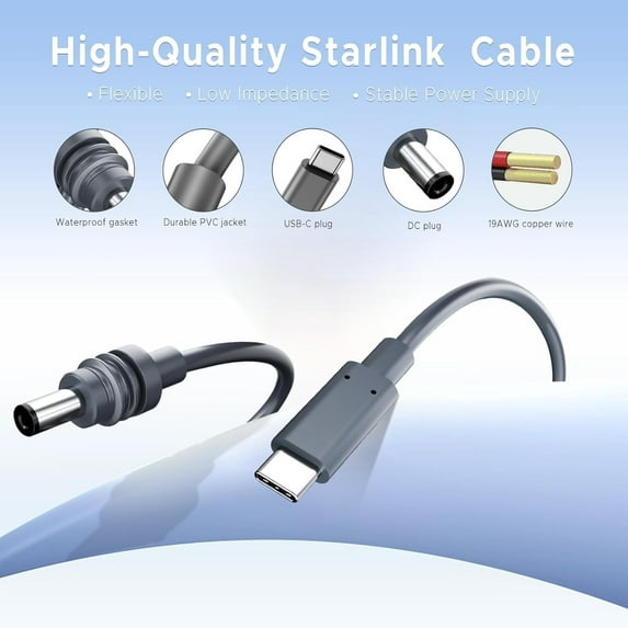 LINYAN-Starlink Mini Power Cable 10Ft Max 100W Input USB C to DC Cord ...