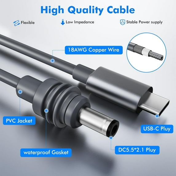 LINYAN-Starlink Mini Power Cable 12V-24V 3M/10FT, Starlink Mini USB C ...